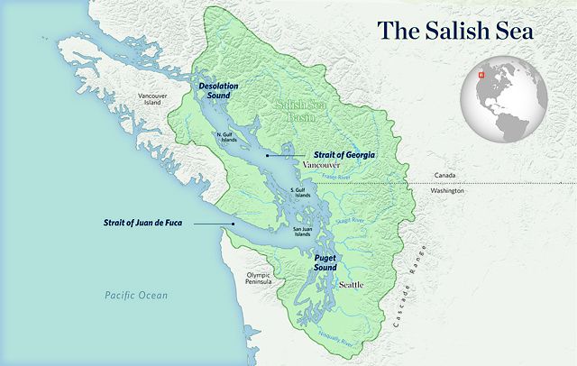 Coast Salish Salish Sea Washington British Columbia Map And Labels